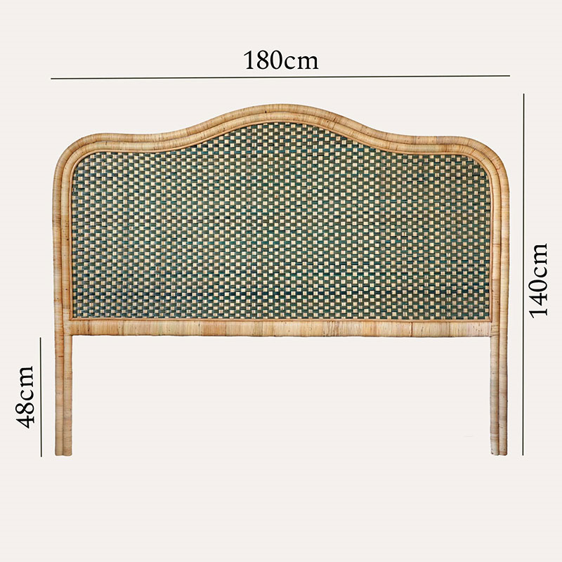 Rattan Super King Headboard, Green | The Wedding Present Company