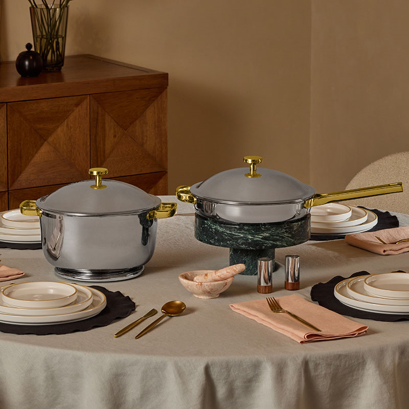 Titanium Pro Cookware Duo, Chrome & Gold | The Wedding Present Company