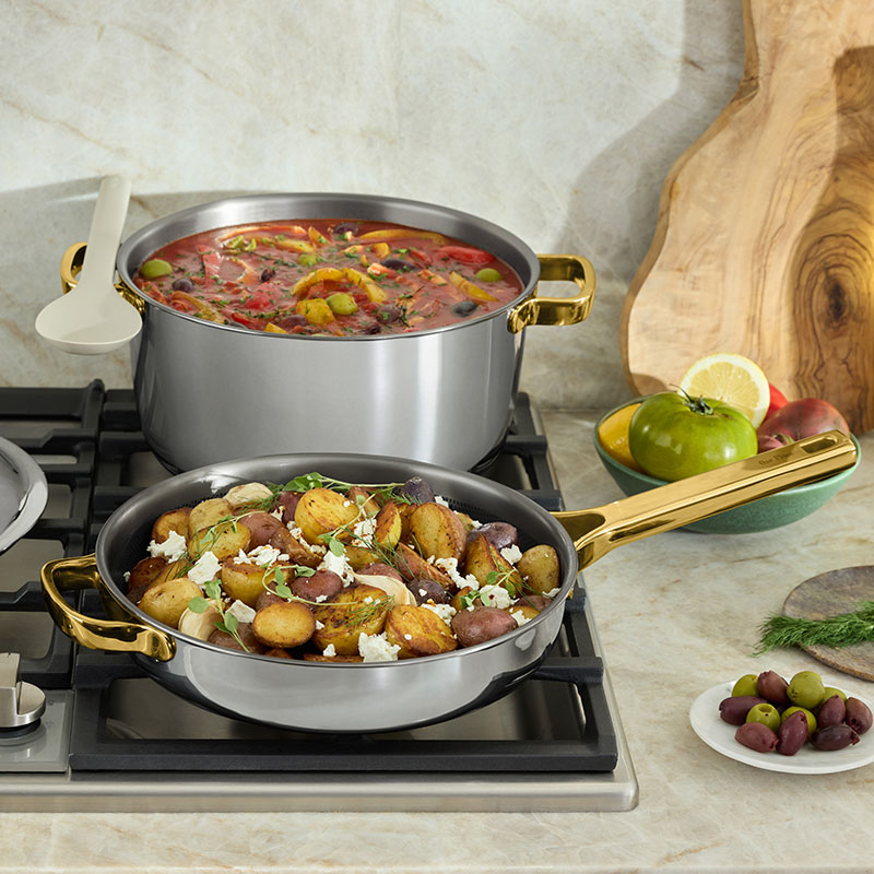 Titanium Pro Cookware Duo, Chrome & Gold | The Wedding Present Company